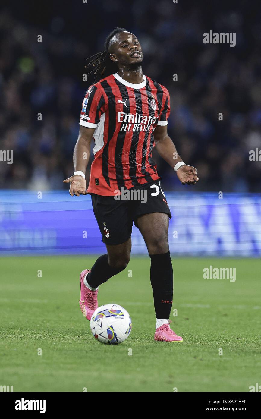Naples, Italy. 31st Mar, 2025. Milan's French midfielder Warren Bondo ...
