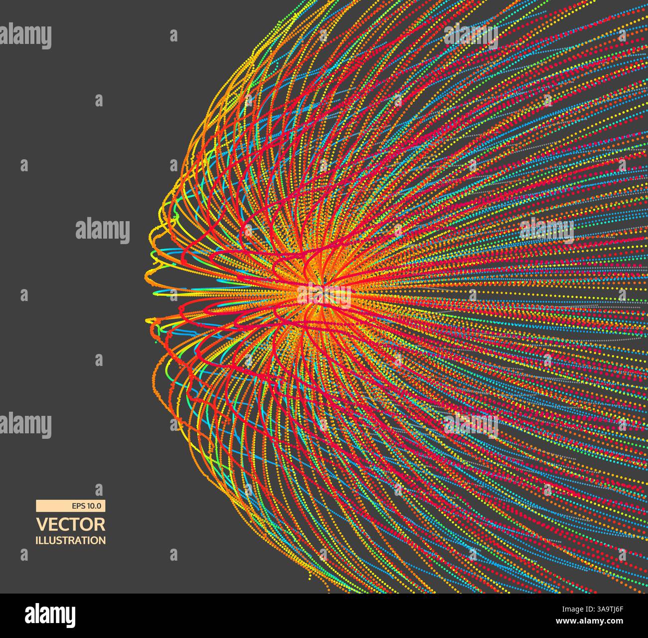 Abstract science or technology background. Array with dynamic particles. Vector illustration ...