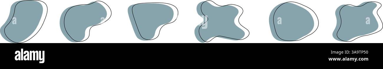 Set Of Abstract Random Black Blobs Isolated On White Organic Shapes