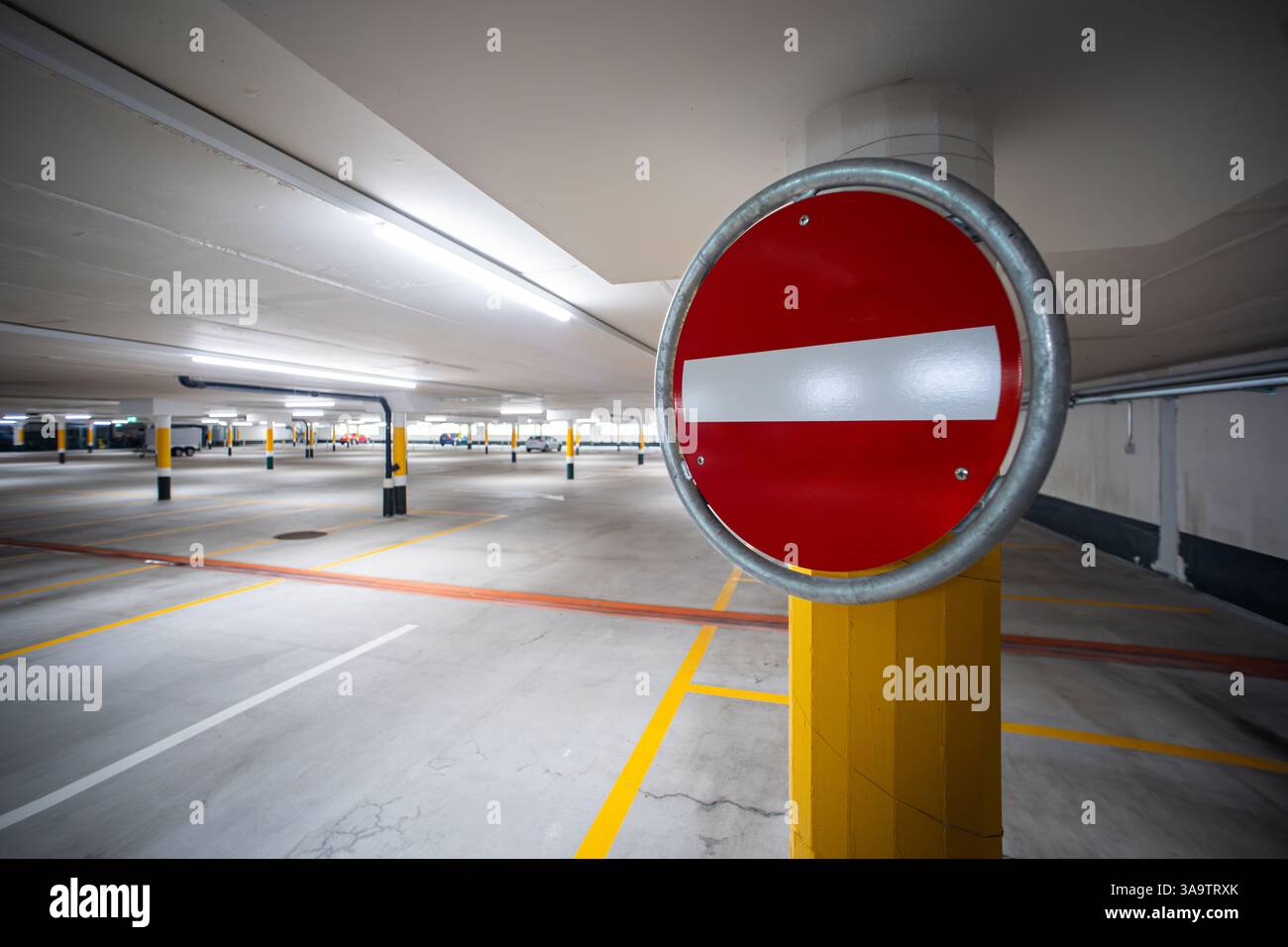 Access prohibited, no entry or forbidden access road traffic sign on a ...