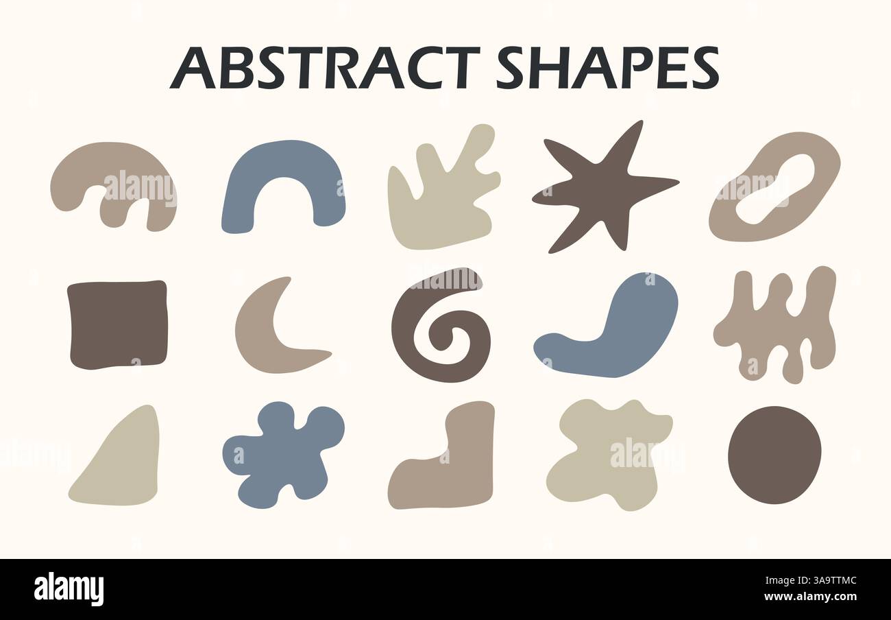 Set of abstract random black blobs isolated on white. Organic shapes ...