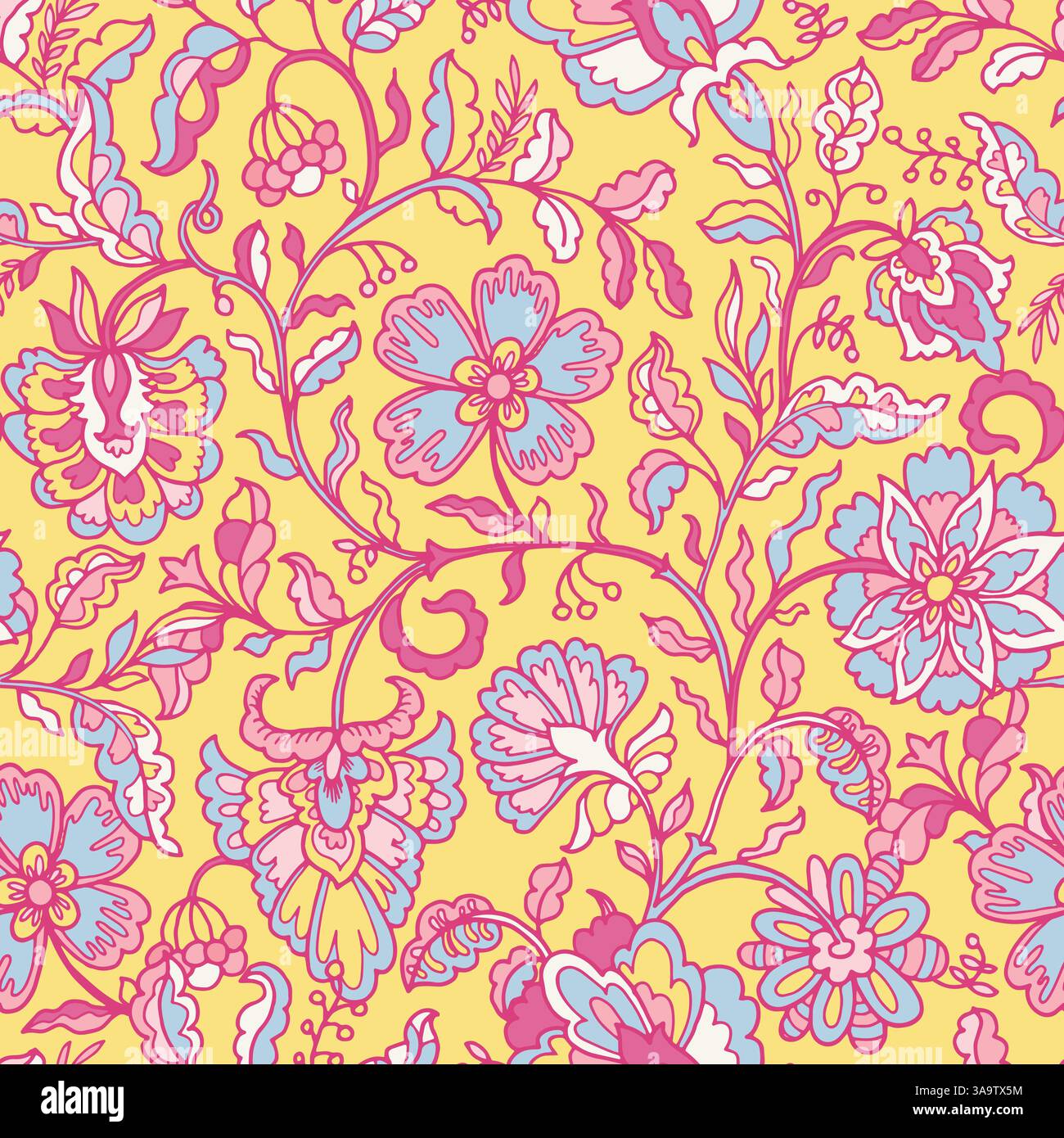 Yellow Floral Seamless Botanical Design Stock Vector Image & Art - Alamy