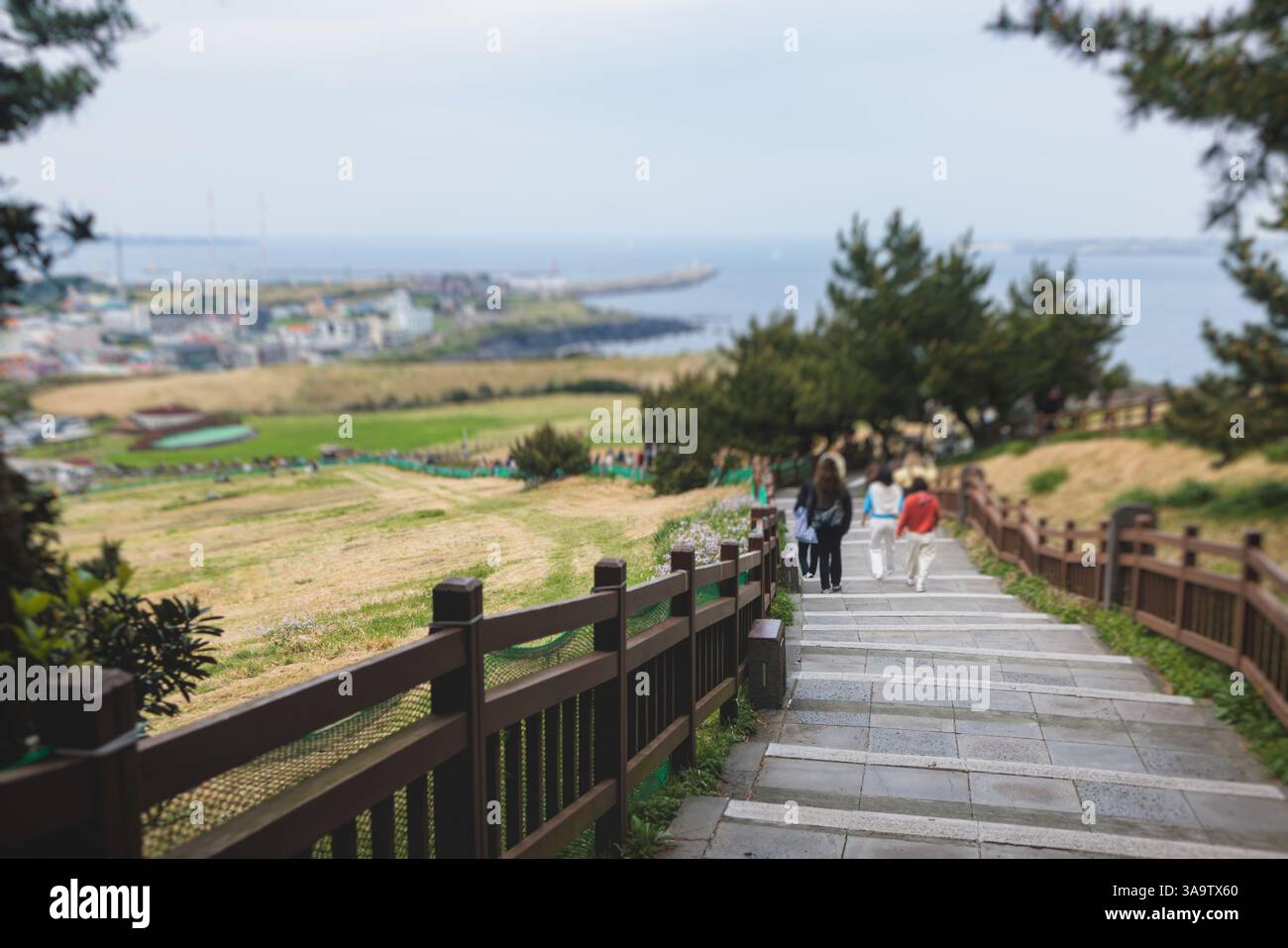 Jeju-do, Seongsan Ilchulbong landscape, volcanic tuff cone, Sunrise ...