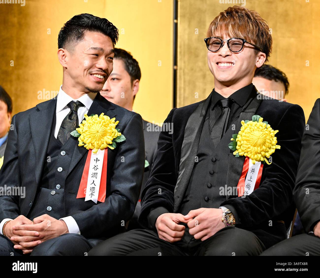 Junto Nakatani (L) and Naoya Inoue during the JBC Annual Boxing Awards ...