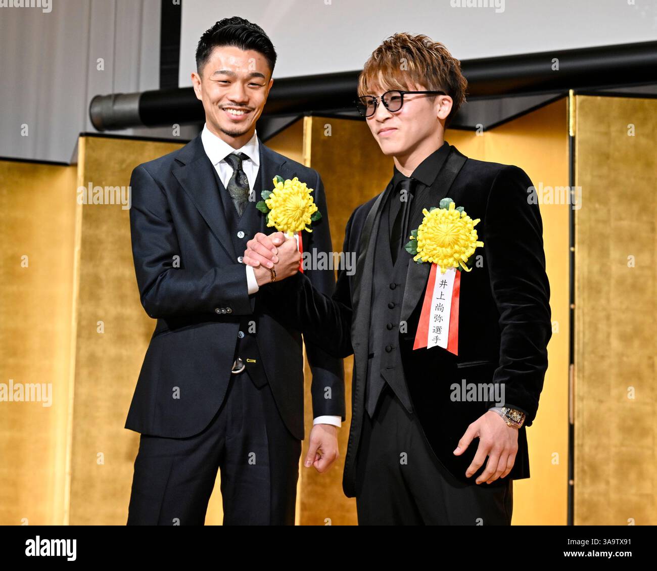Junto Nakatani (L) and Naoya Inoue during the JBC Annual Boxing Awards ...