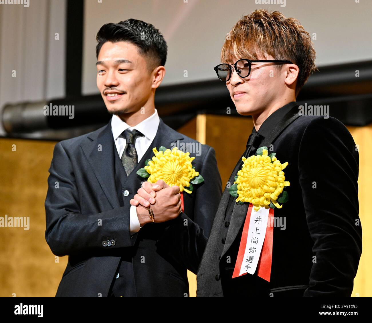Junto Nakatani (L) and Naoya Inoue during the JBC Annual Boxing Awards ...