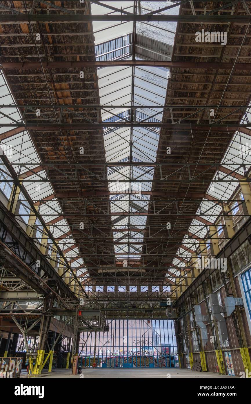 Roof of the warehouses in the old shipyard NDSM Wharf for creative ...