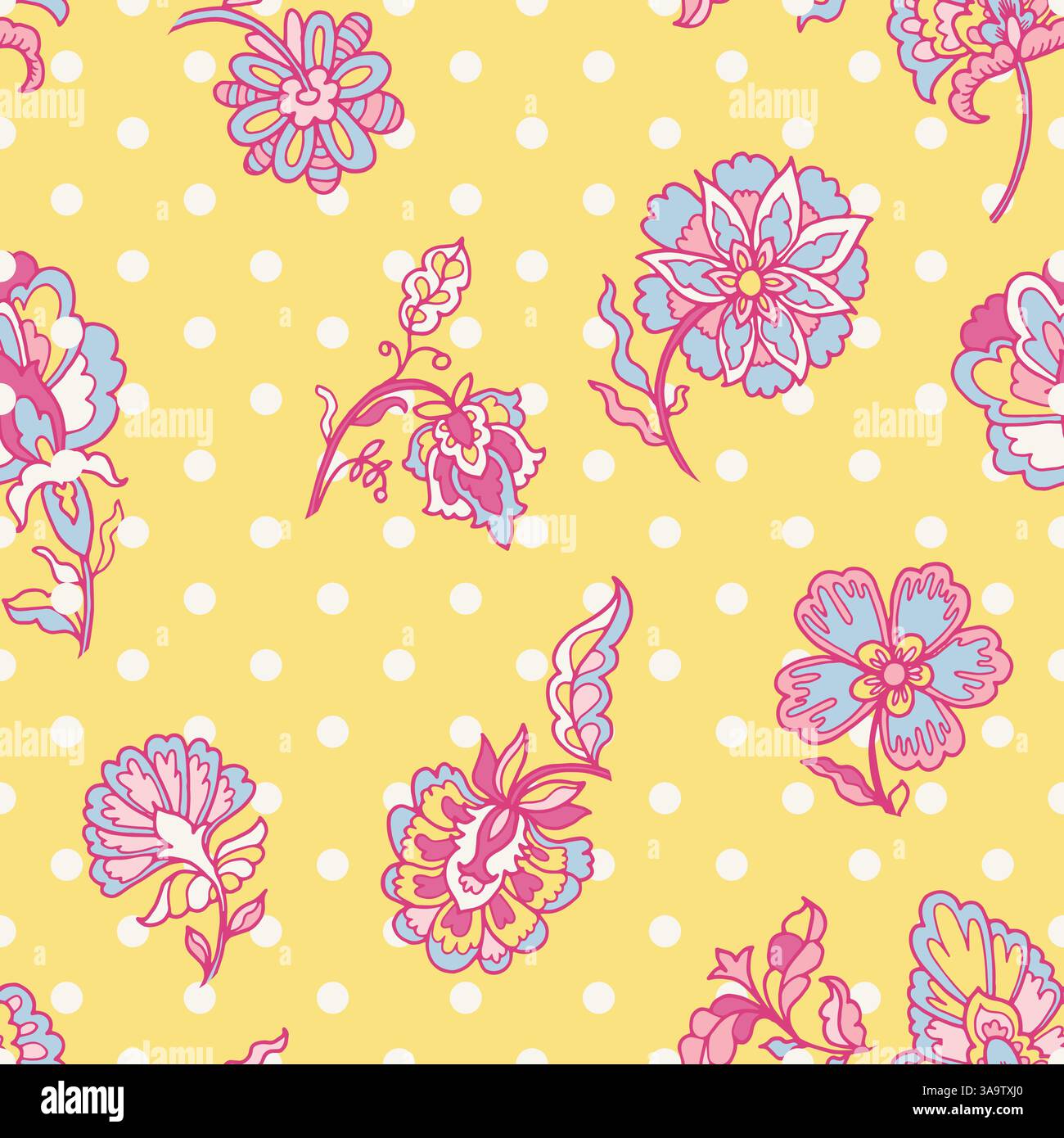 Yellow Floral Polka Dot Background Stock Vector Image & Art - Alamy