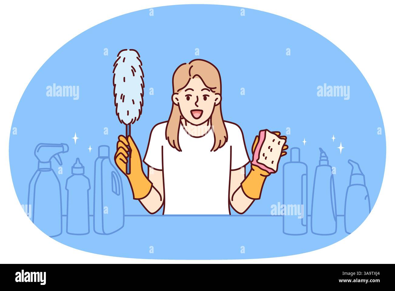 Delighted female person cleaning Stock Vector Images - Alamy