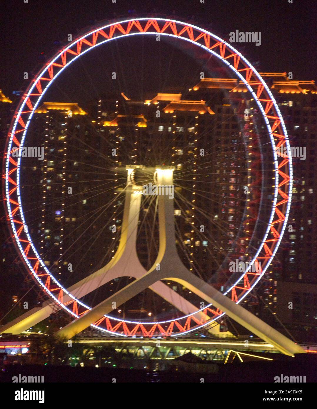 TIANJIN, CHINA - JANUARY 17, 2025 - The Yongle Bridge Tientsin Eye ...