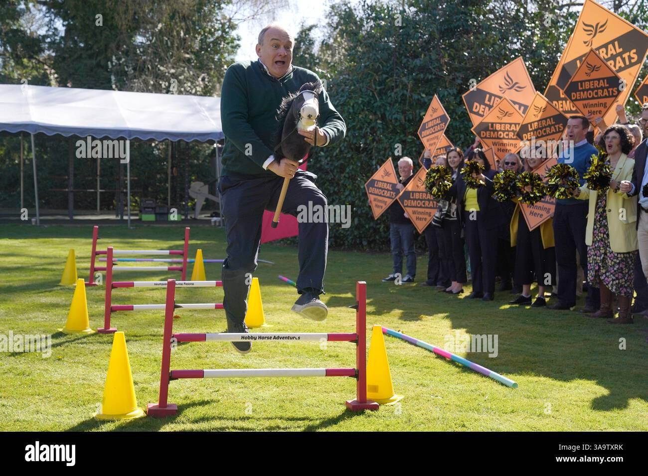Liberal Democrats leader Sir Ed Davey tries his hand at hobby horsing ...