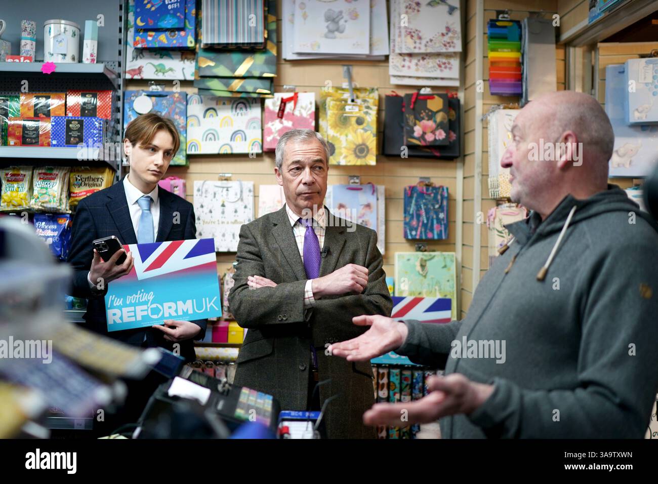Reform UK leader Nigel Farage during a walkabout in Hythe, Kent, ahead ...