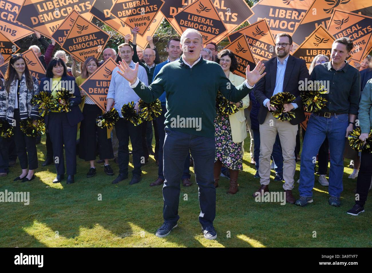 Liberal Democrats leader Sir Ed Davey during the launch of the party's local election campaign ...