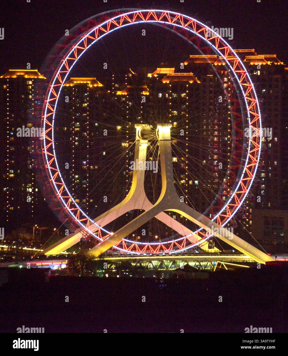 TIANJIN, CHINA - JANUARY 17, 2025 - The Yongle Bridge Tientsin Eye ...