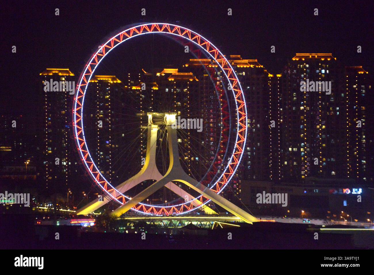 TIANJIN, CHINA - JANUARY 17, 2025 - The Yongle Bridge Tientsin Eye ...