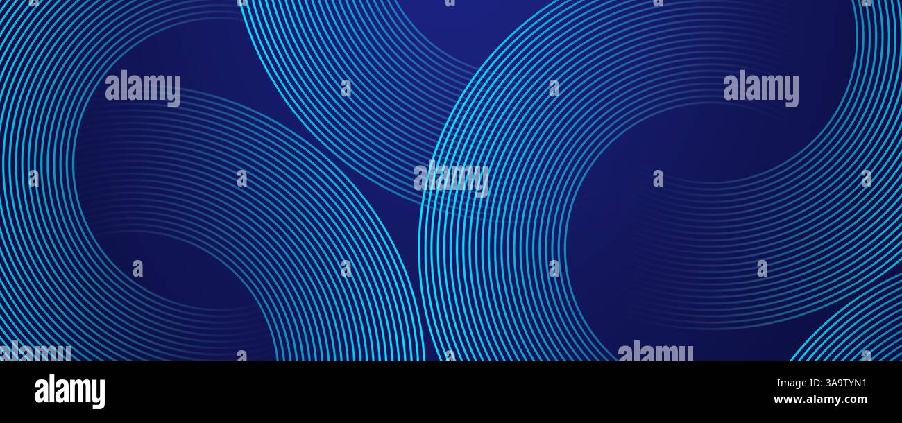 Modern abstract blue background with circular lines. Geometric stripe ...