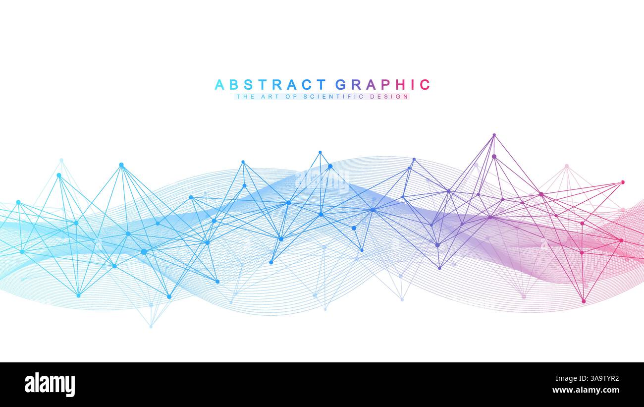 Abstract tech network connection dots. Digital technology and big data analysis background ...