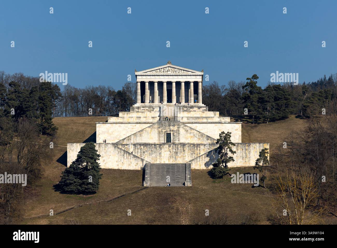 Walhalla monument in Bavaria with tourists on a bright spring day Stock ...