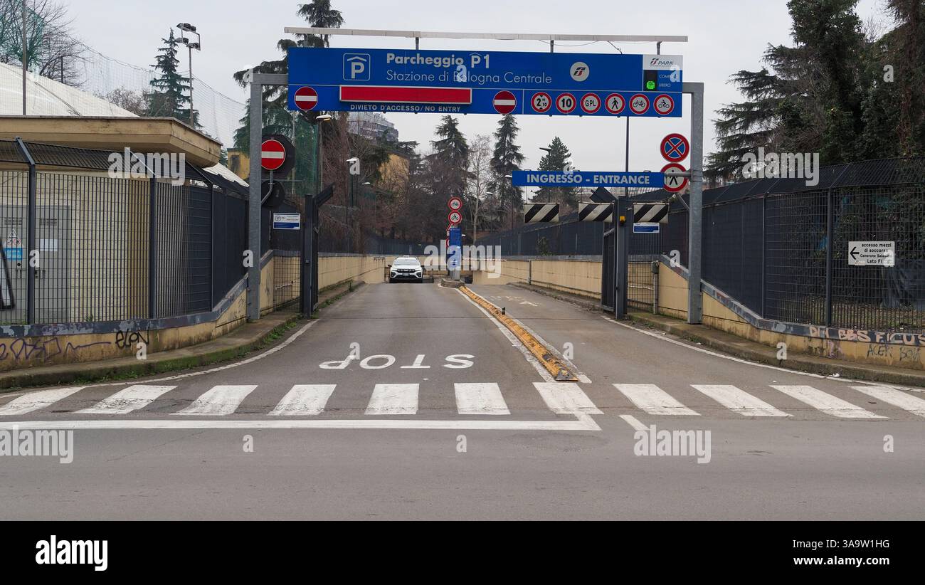 Bologna, Italy February 7th 2025 White Mercedes Benz GLA entering ...