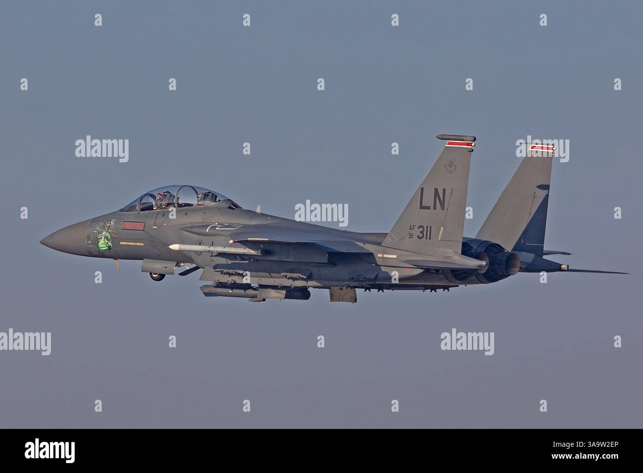 United States Air Force F15 Strike Eagle Conducts A Low Approach Over ...
