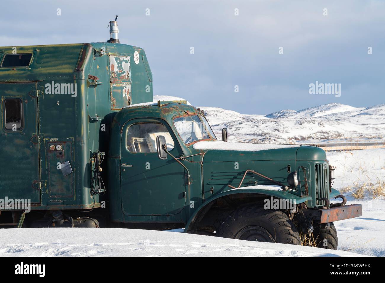 TERIBERKA, RUSSIA - MARCH 12, 2025: Cabin of old Soviet truck ZiL-157 ...