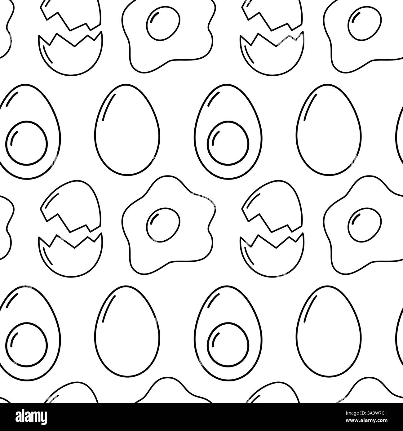 Freehand Half Hard boiled Egg Crack Eggshell Fried Whole Eggs Seamless ...