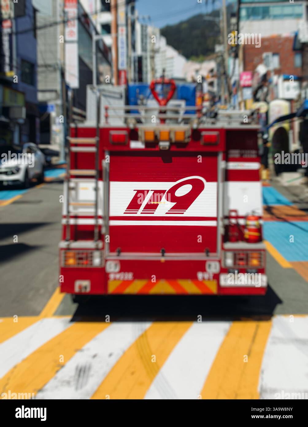 South Korean Fire fighting brigade equipment, during operation in the ...