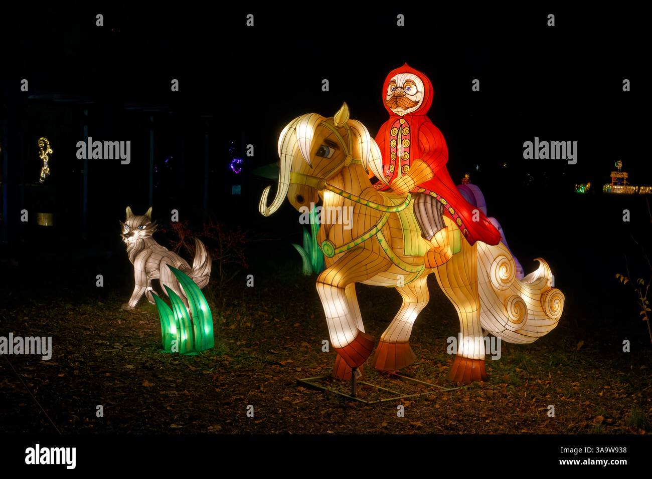 Figures and scences from the Garden of Light show about the Beauty and the Beast in the ...