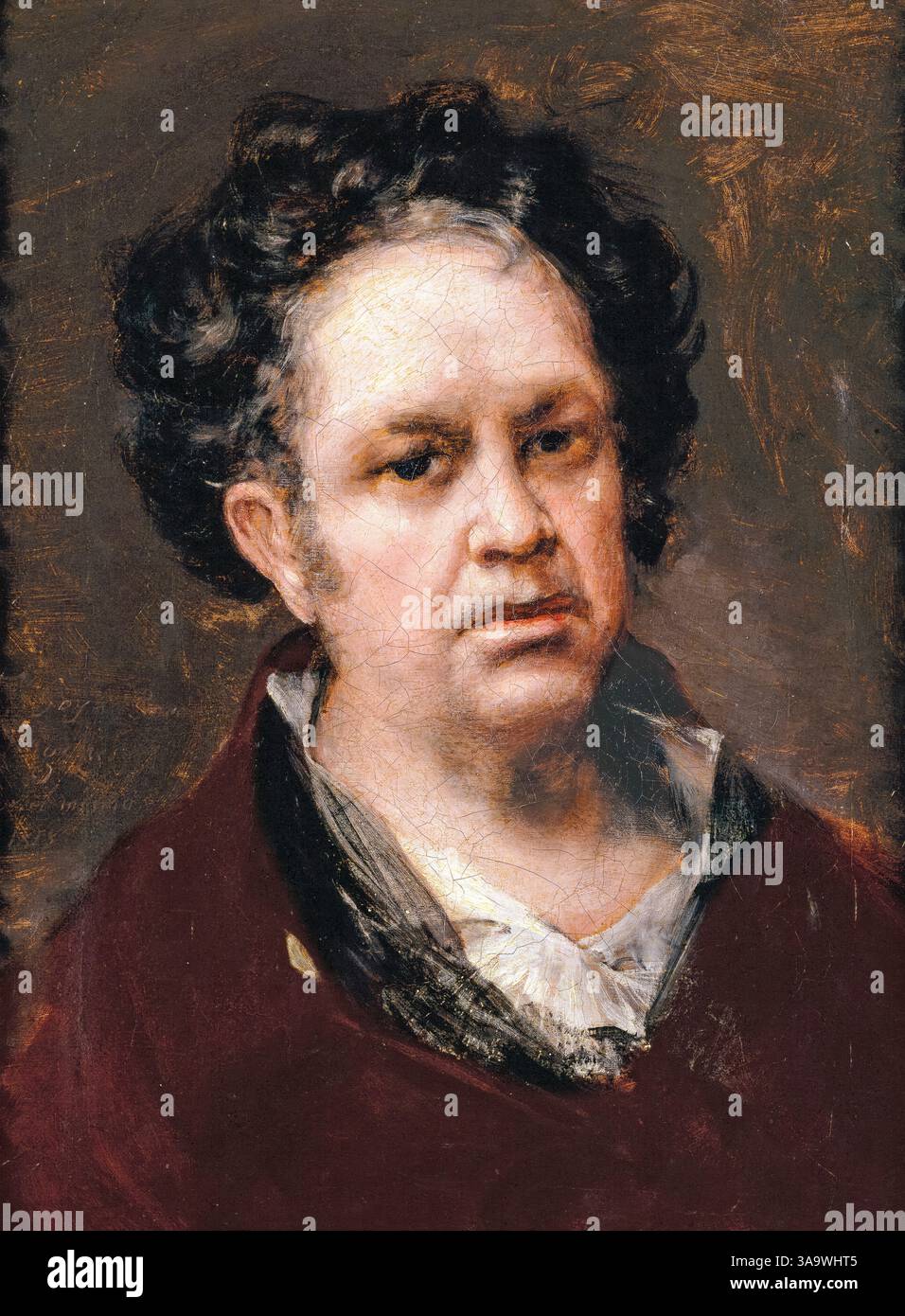 Goya. Self-portrait painting of the Spanish romantic painter and ...