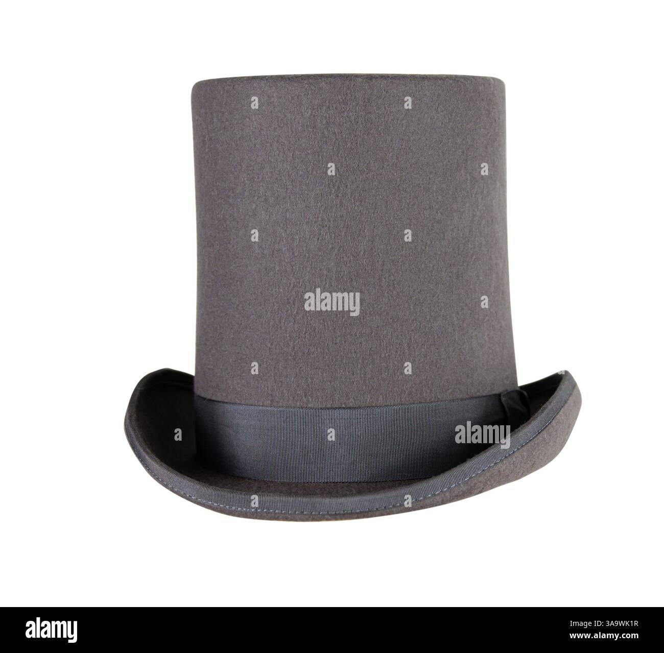 Elegant classic gray top hat with a flat crown and wide brim ...