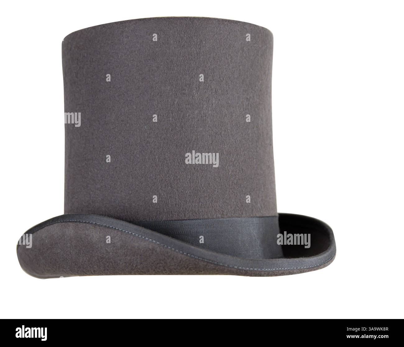 Elegant classic gray top hat with a flat crown and wide brim ...