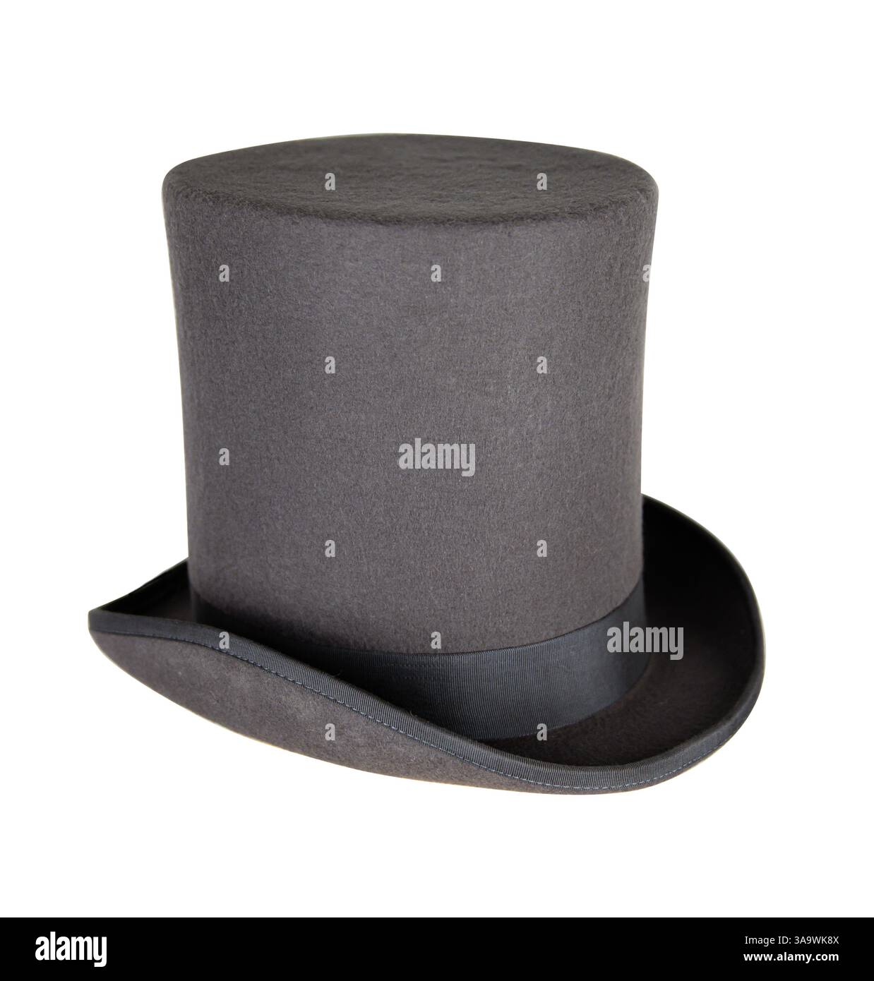 Elegant classic gray top hat with a flat crown and wide brim ...