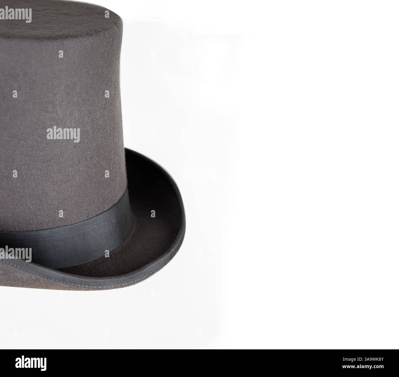 Elegant classic gray top hat with a flat crown and wide brim ...
