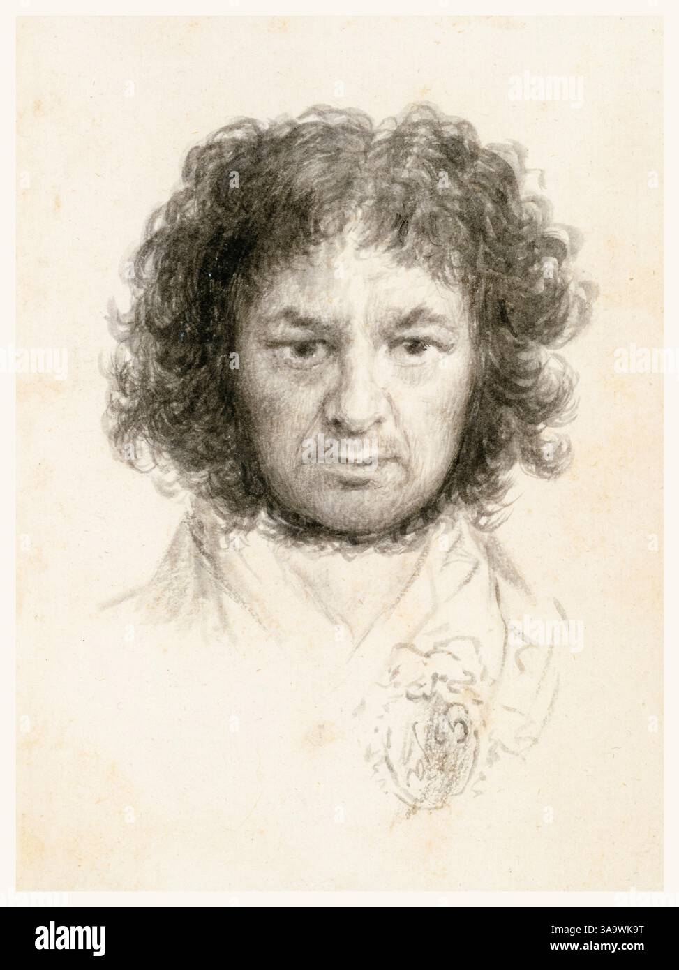 Goya. Self-portrait drawing of the Spanish romantic painter and ...