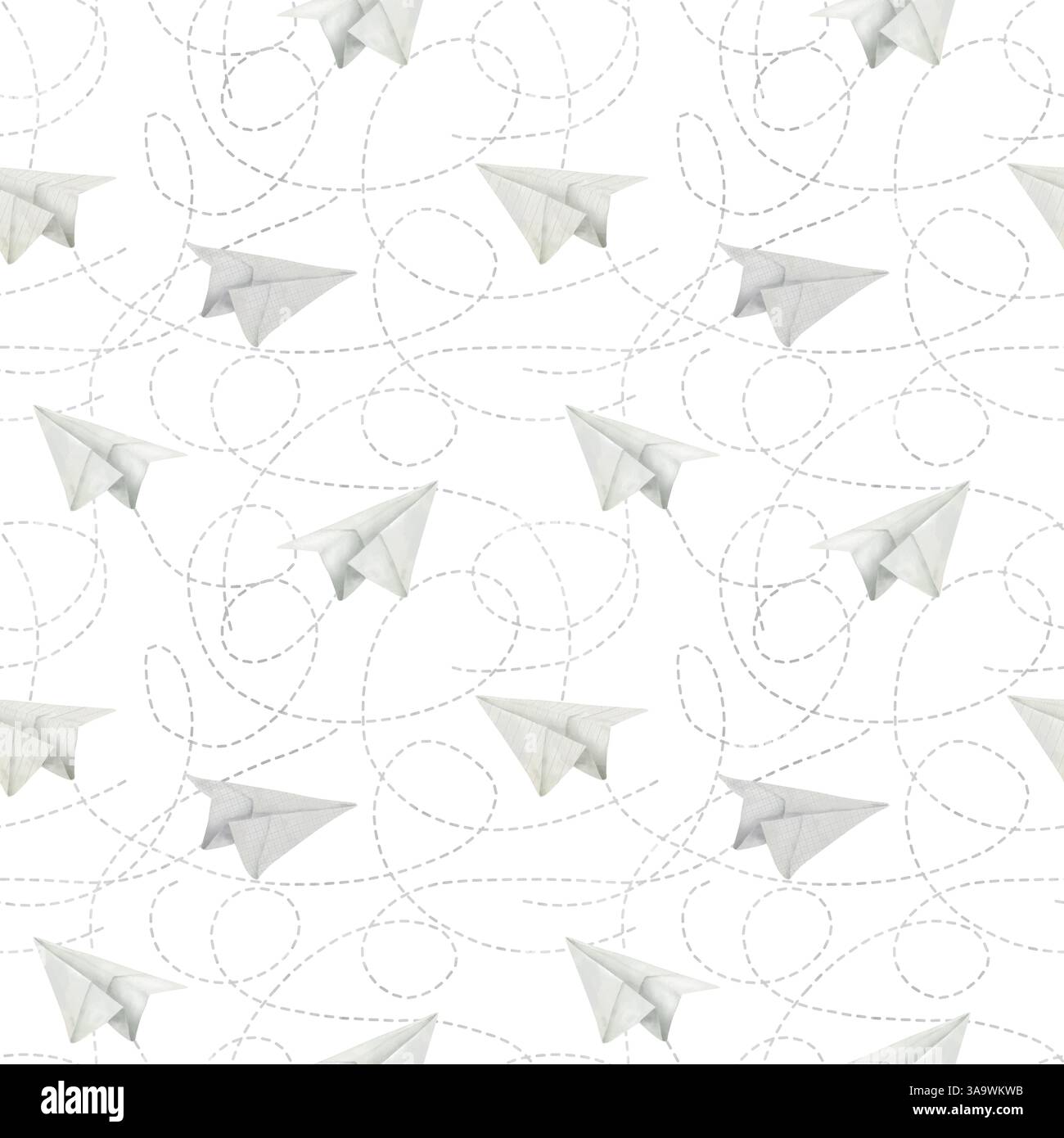 Paper airplanes from school notebooks. digital watercolor illustration ...