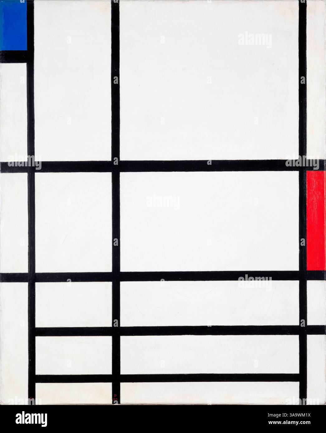 Piet Mondrian, Composition in Red, Blue and White II, abstract painting in oil on canvas, 1937 ...