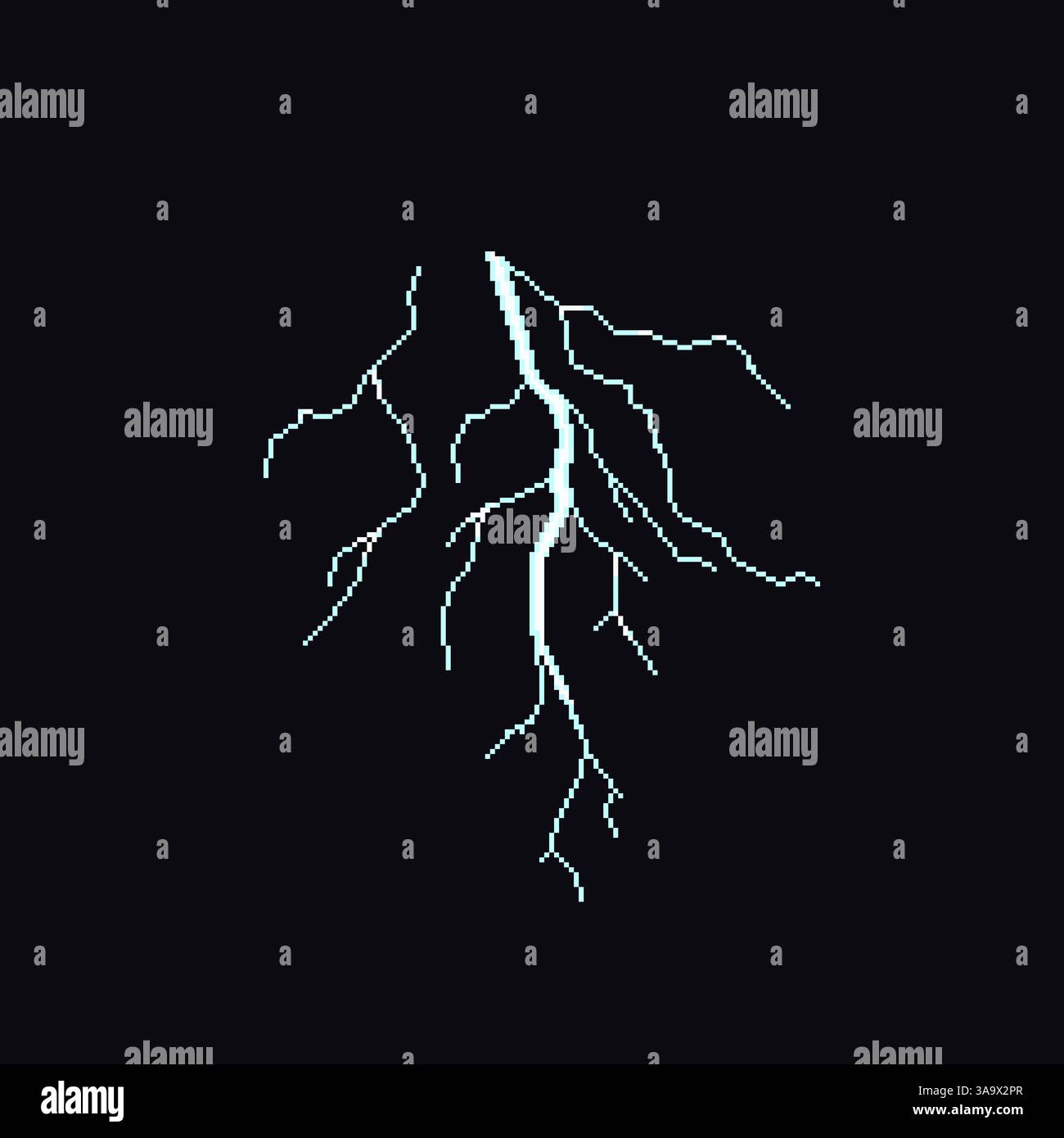 Pixel lightning effect. 8-bit style electric discharge, pixelated ...