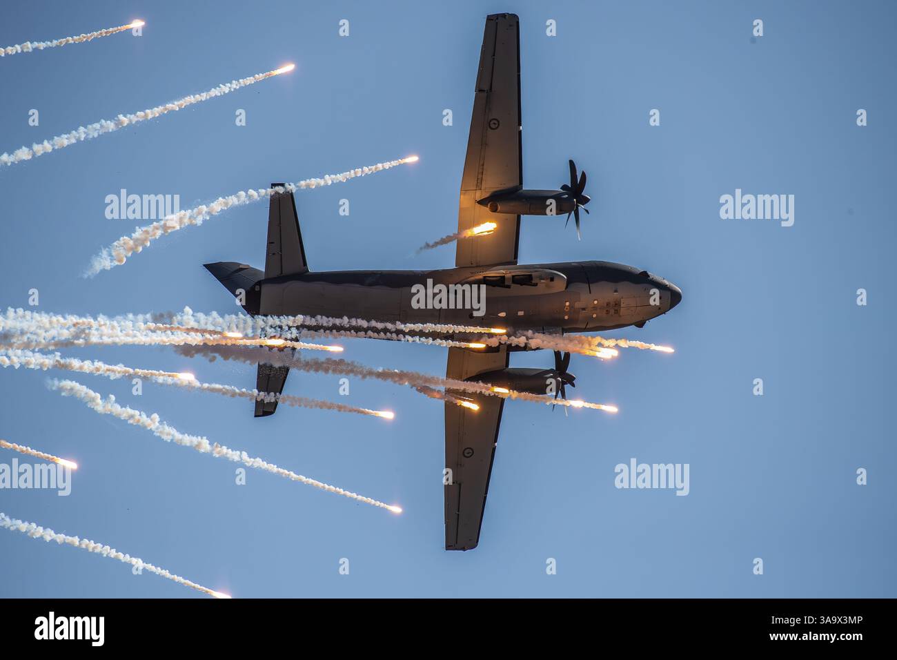 Avalon, Australia. 30th Mar, 2025. RAAF C-27J Spartan seen releasing ...