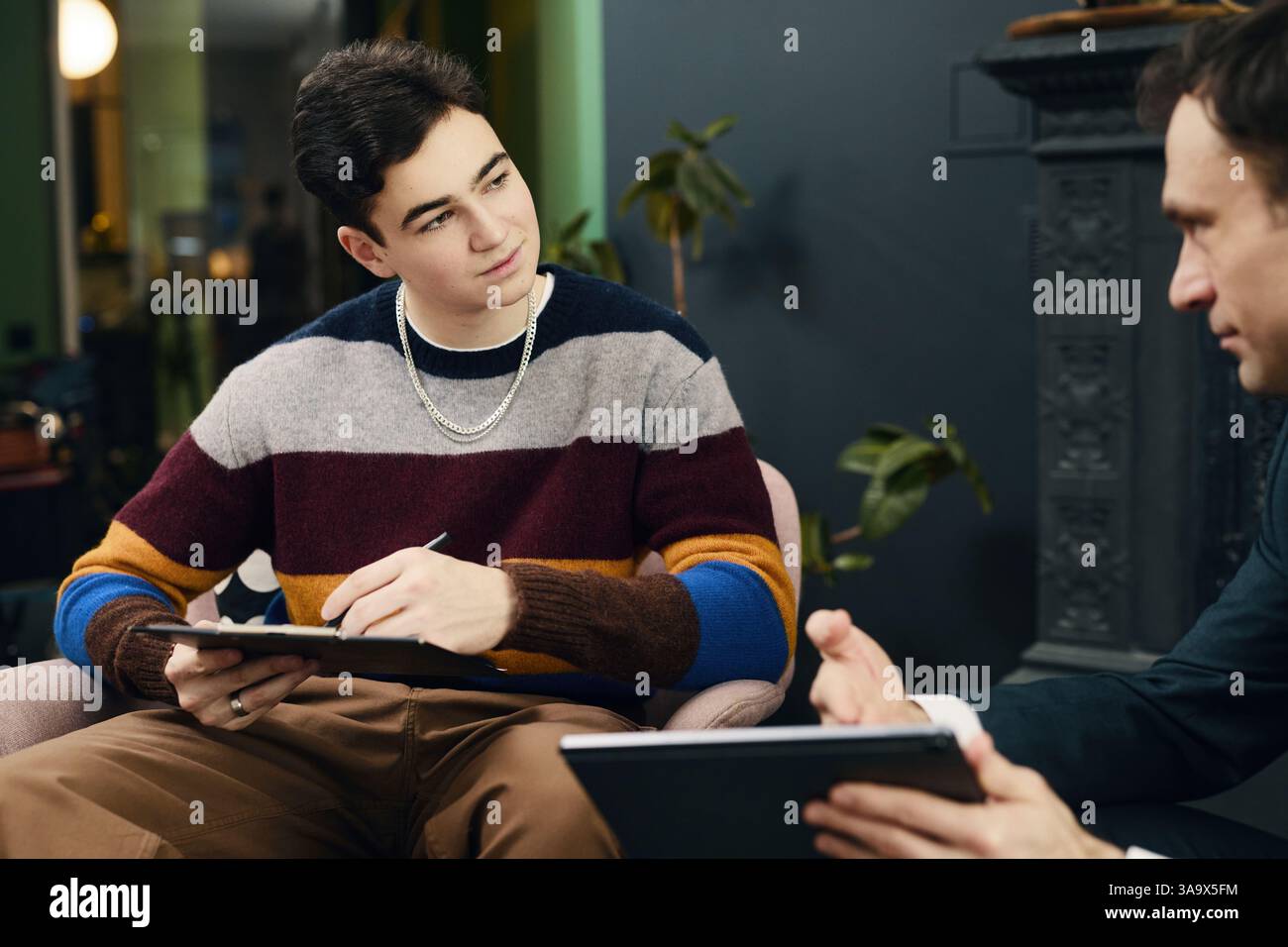 Young candidate having an interview with his employer hi-res stock ...