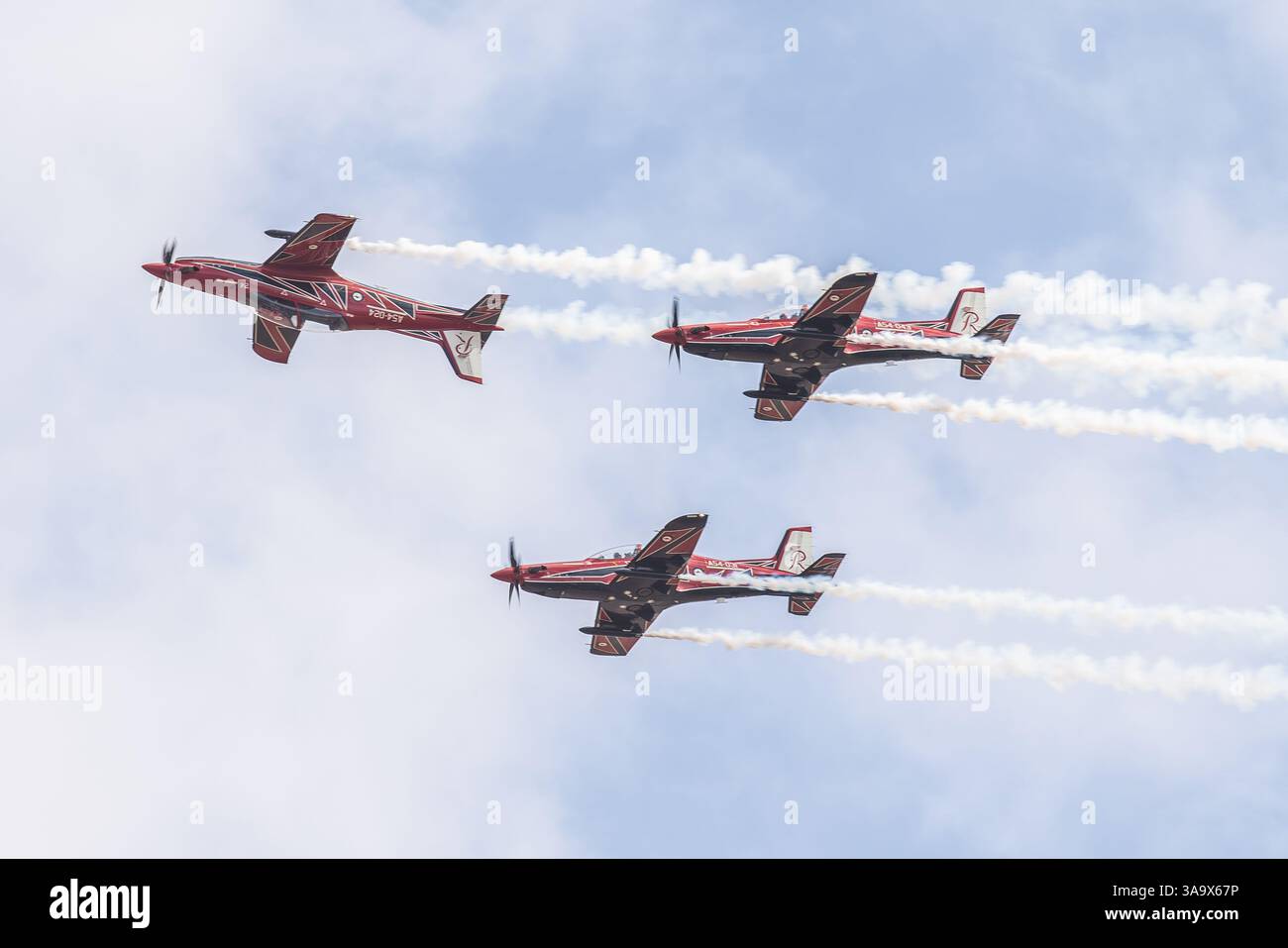 Avalon, Australia. 30th Mar, 2025. RAAF Air Force Roulettes seen flying ...