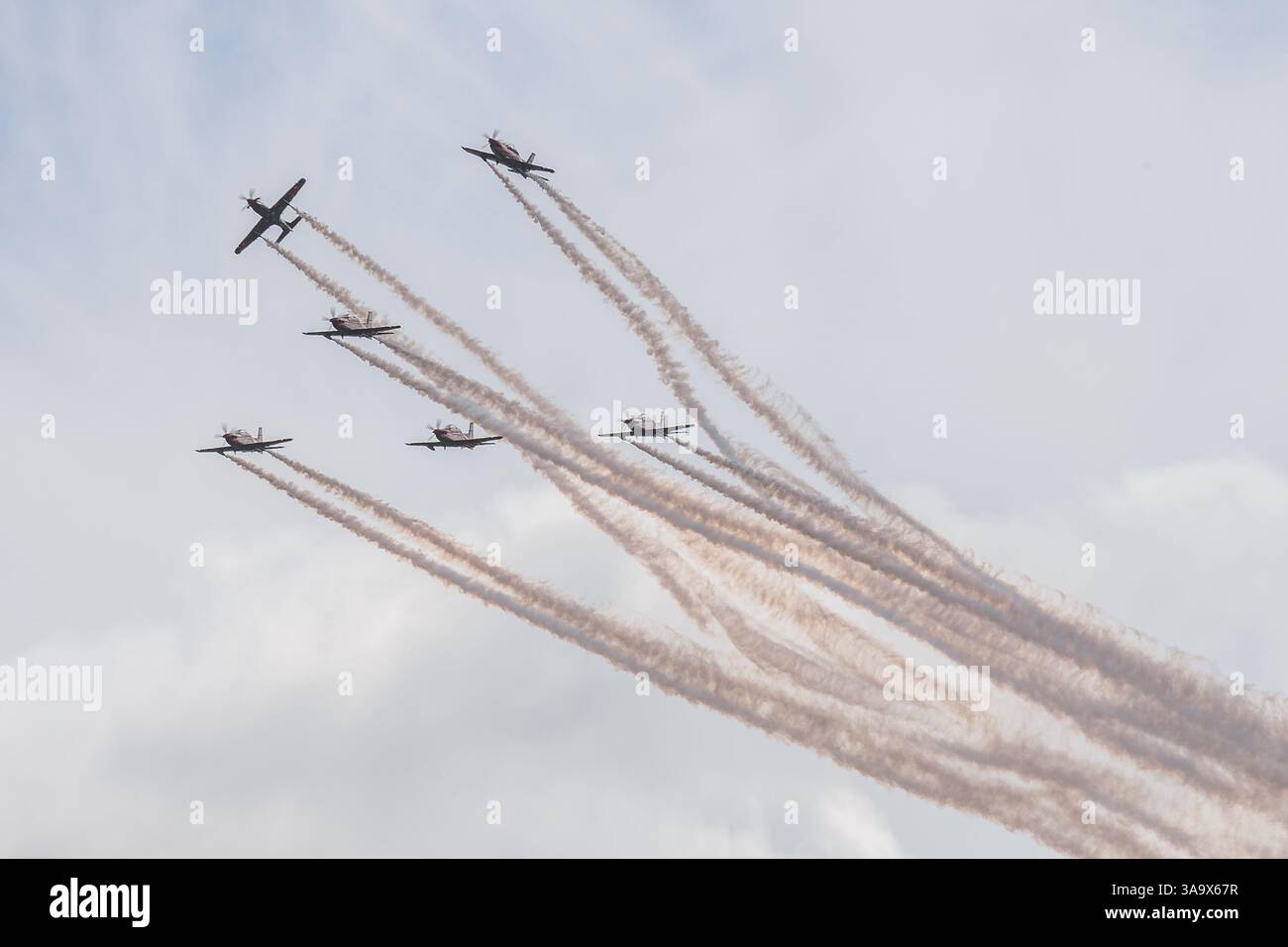 RAAF Roulettes seen in the aerial display at the Avalon International ...