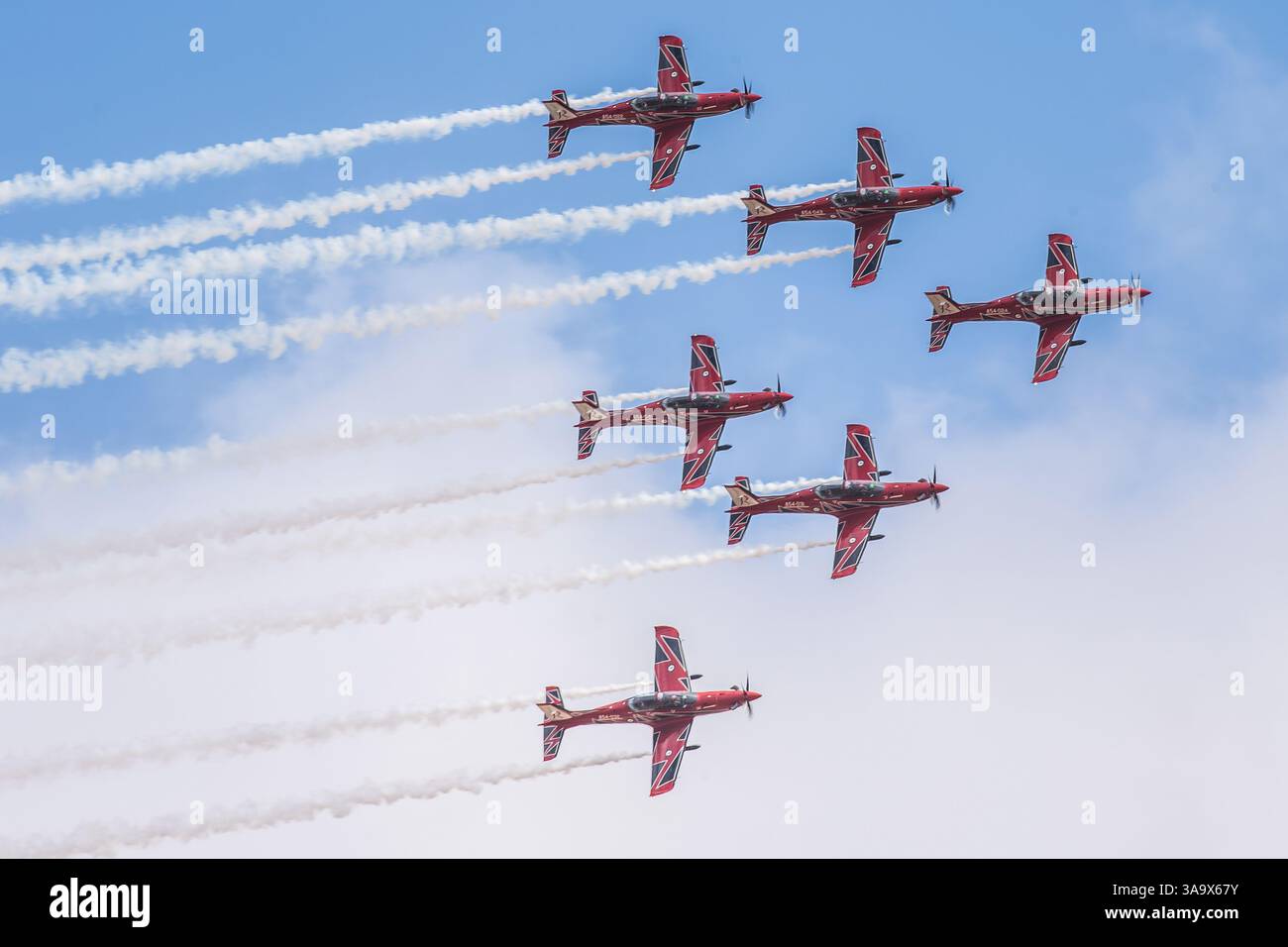 Avalon, Australia. 30th Mar, 2025. RAAF Air Force Roulettes seen in ...