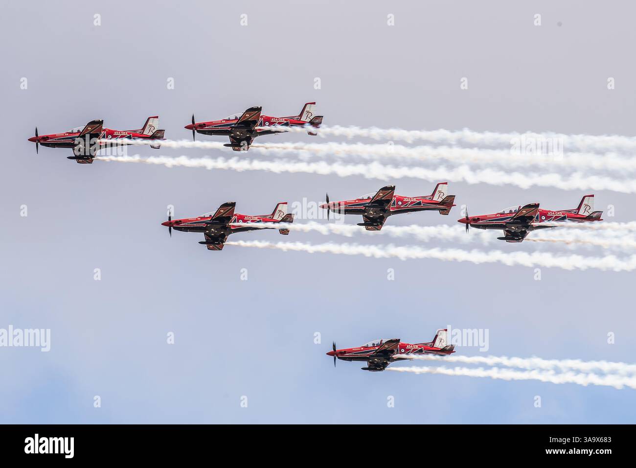 Avalon, Australia. 30th Mar, 2025. RAAF Air Force Roulettes seen in ...