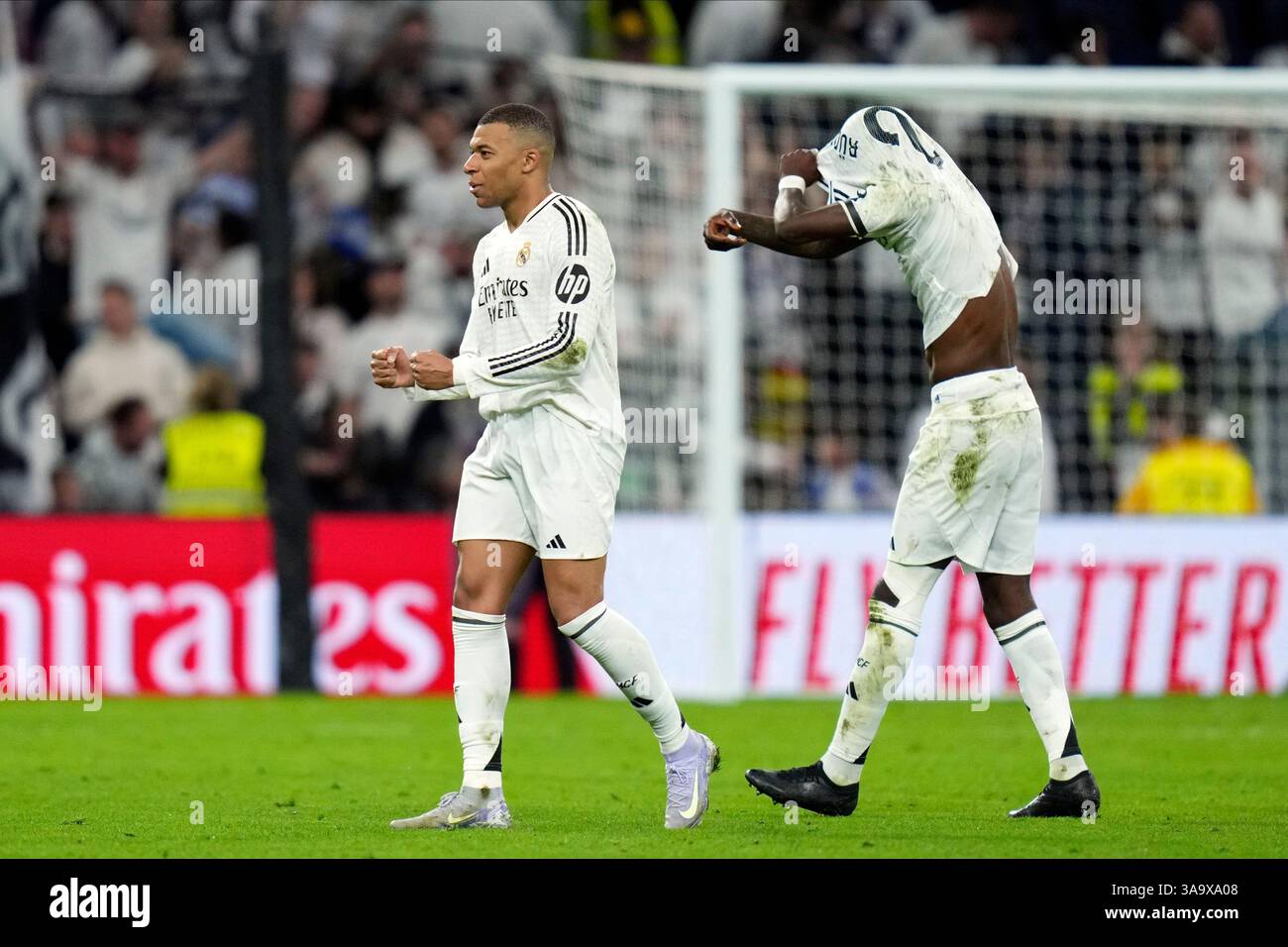 Kylian Mbappe and Antonio Rudiger of Real Madrid CF during the La Liga ...
