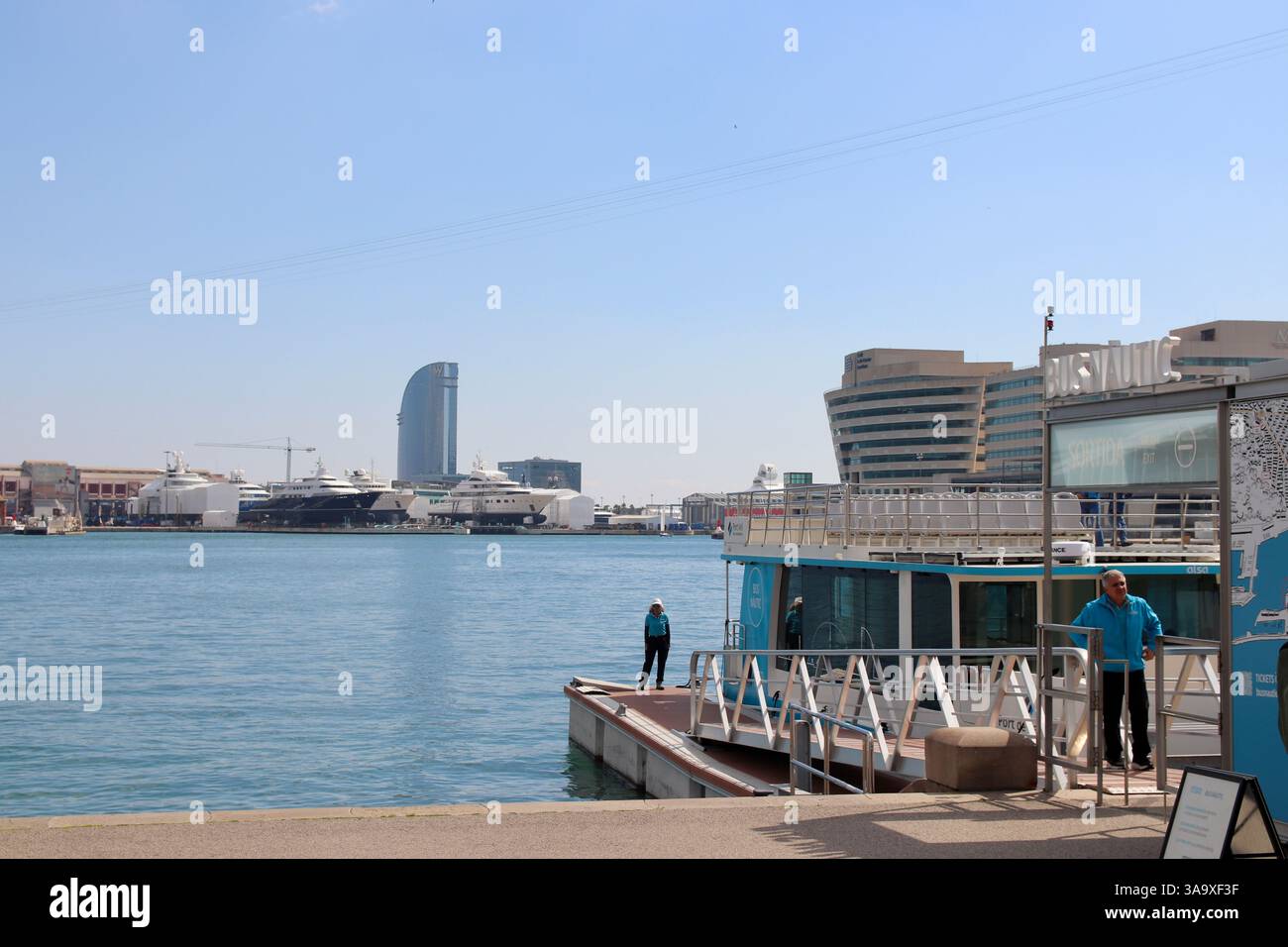 Barcelona, Spain - March 15 2025: Bus Nautic Tour Boat Docked at Port ...