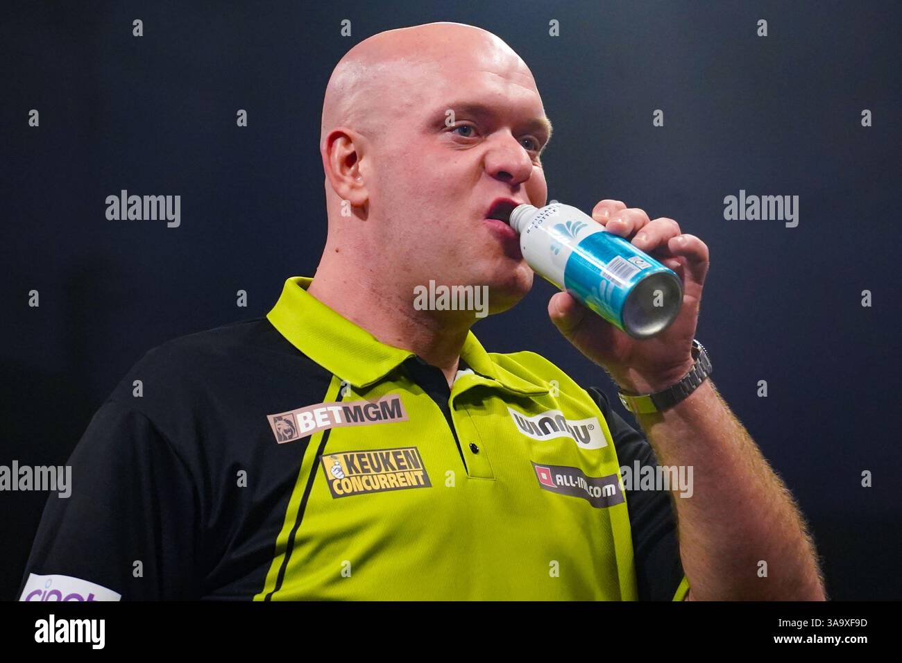 CARDIFF, UNITED KINGDOM - MARCH 20: Michael van Gerwen of the Netherlands during the 2025 BetMGM ...
