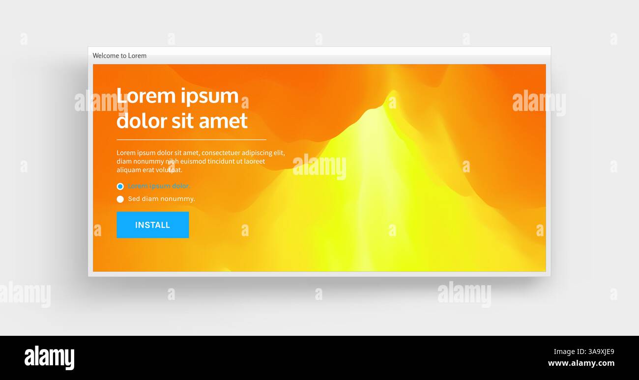 Website or mobile app landing page. Volcano eruption. Landscape with ...