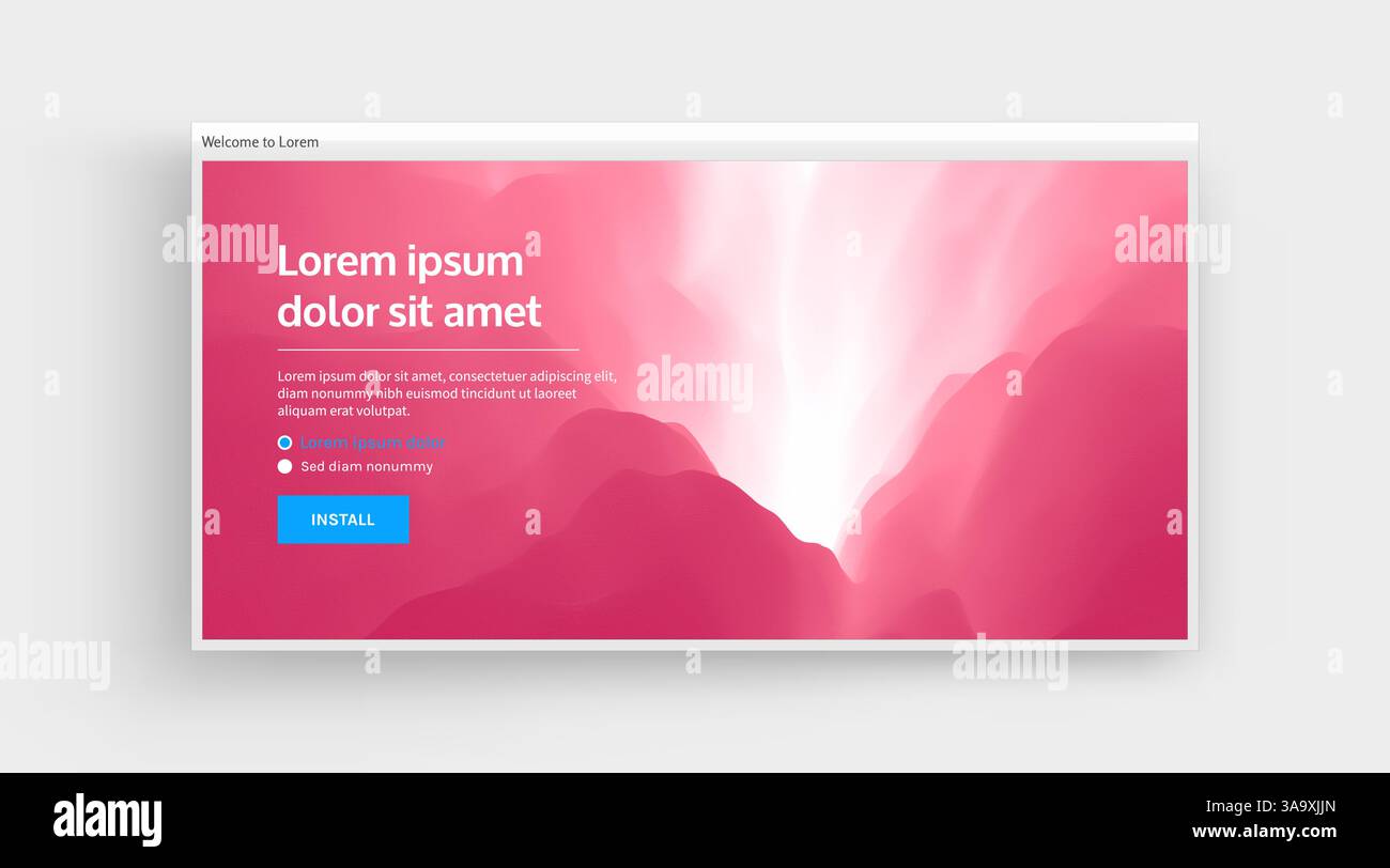 Website or mobile app landing page. Volcano eruption. Landscape with ...