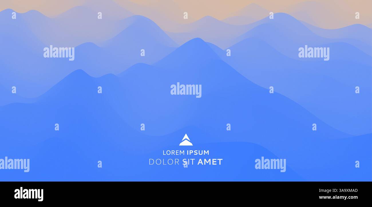 Landscape with mountains and fog. Mountainous terrain. Abstract ...