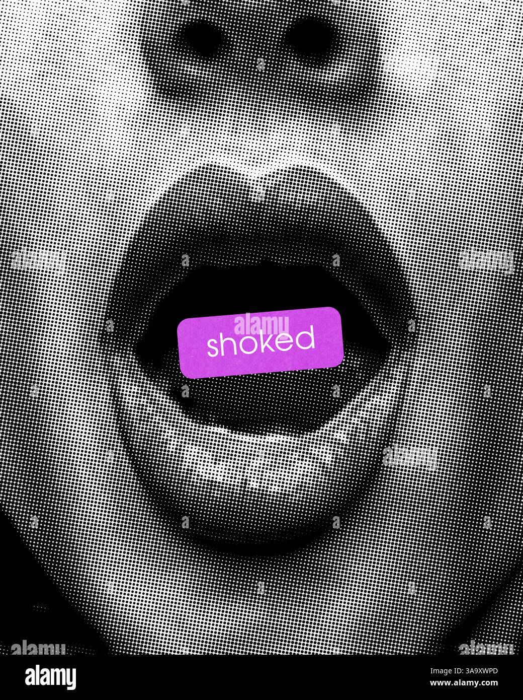 Shocked. Contemporary art collage. Open mouth frozen in disbelief ...